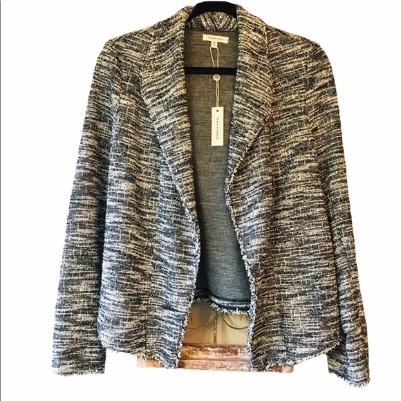 Max Studio | Jackets & Coats | Max Studio Waterfall Tweed Open Front ...